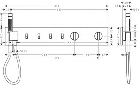 Axor ShowerComposition - Termostat pod omítku 610/110 pro 4 spotřebiče, černá matná 12573670