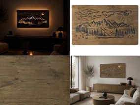 Li-Go "Hory" světelný obraz s baterií a pohybovým čidlem 80x45cm provedení povrchu: dub