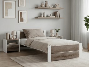 Postel IKAROS DOUBLE 80 x 200 cm, bílá/dub lanýž Rošt: S laťkovým roštem, Matrace: Matrace Coco Maxi 20 cm
