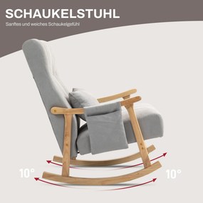 HOMCOM houpací křeslo čalouněné houpací křeslo s bederním polštářem boční kapsa relaxační křeslo dřevěný rám plátěný vzhled pro obývací pokoj ložnice…