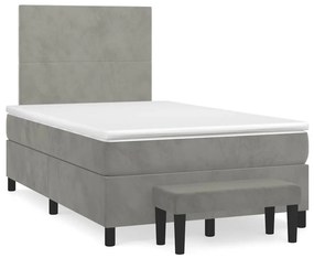Box spring postel s matrací světle šedá 120x190 cm samet 3270457