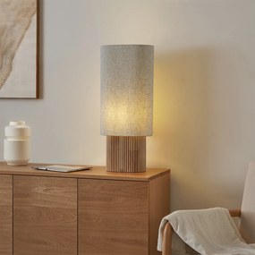 Japandi stojací lampa dřevěná s lněným stínidlem 70 cm - Lamel