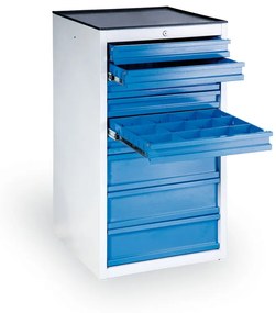 Přístavný dílenský zásuvkový kontejner na nářadí GD, 9 zásuvek, 1100 x 570 x 590 mm, modrá