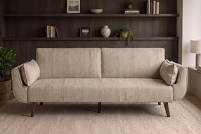 Designová rozkládací pohovka Amiyah 220 cm šampaňský samet