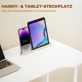 HOMCOM Psací stůl, skládací počítačový stůl, prostorově úsporný kancelářský stůl na kolečkách, přihrádka na zařízení, 80 x 52 x 75 cm, Bílá