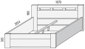 Bílá postel s úložným prostorem VALENCIA senior, masiv buk