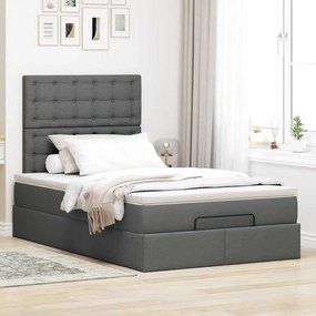 Osmanský rám postele s matrací tmavě šedá 120x200cm textil 3313314