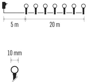 LED Vánoční řetěz 200xLED/8 funkcí 20m IP44 studená bílá