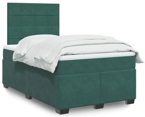 Box spring postel s matrací tmavě zelená 120x190 cm samet