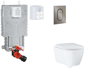 Grohe Uniset - Set předstěnové instalace, klozetu, sedátka SoftClose a tlačítka Arena Cosmopolitan S, kartáčovaný Hard Graphite SANI15BB5112