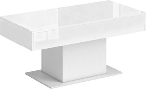 HOMCOM vysouvací konferenční stolek se skrytým úložným prostorem, 108-178,5x53x49 cm, vysoký lesk bílá
