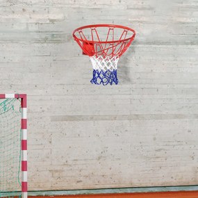 HOMCOM Basketbalový koš se sítí 46 cm, ocelové trubky a nylon, červeno-modro-bílý, ideální pro zahradu a volný čas | Aosom.de