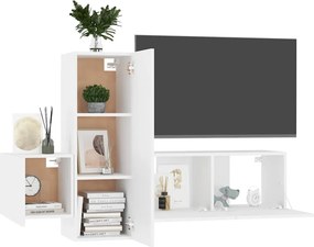 3dílný set TV skříněk bílý kompozitní dřevo 3078654