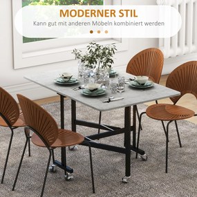 HOMCOM Rozkládací jídelní stůl s kolečky pro 4-6 osob, ocelové nohy, rozkládací 52,5-120 x 80 x 73 cm, ideální do kuchyně a jídelny | Aosom.de