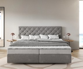 DELIFE Boxspring postel Dream-Great mikrovlákno šedá 200x200 cm Bonell matrace PU topper