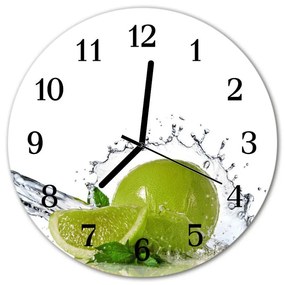 Skleněné hodiny kulaté Vodní limonka