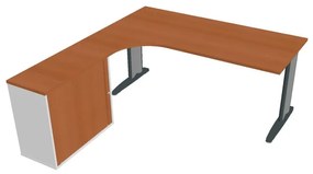 Sestava stolu a skříně pravá 180 cm - Hobis Flex FE 1800 HR P Dekor stolové desky: třešeň, Barva nohou: černá