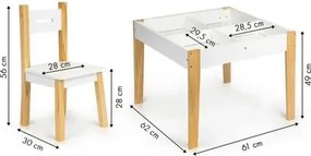 ECOTOYS Dětský dřevěný stůl s tabulí a dvěma židličkami