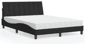 Postel s matrací Hanko černá 140 x 190 cm samet 3208594