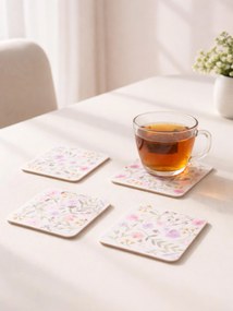 Sinsay - Podtácky s květinovým motivem 4 pack - pastelová růžová