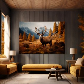 Obraz na plátně - Jelen, král podzimního lesa FeelHappy.cz Velikost obrazu: 120 x 80 cm