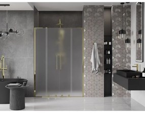 Mexen Velar L Duo, posuvné sprchové dveře do otvoru 160 cm, 8mm sklo námraza, zlatá lesklá, 871-160-003-32-50