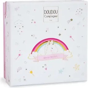 Doudou Dárková sada - plyšový muchláček jednorožec růžový 20 cm / od 0