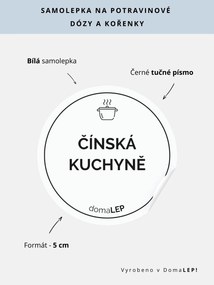 Samolepka na kořenky ČÍNSKÁ KUCHYNĚ bílá 5 cm tučné písmo