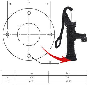 vidaXL Litinová zahradní ruční pumpa/čerpadlo se stojanem
