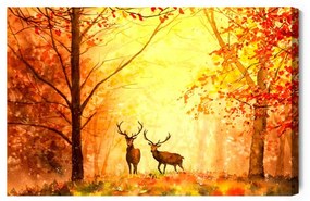 Obraz Jelen V Podzimním Lese Nedostatek Nedostatek Přírodní plátno 30x20