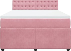 Box spring postel s matrací růžová 140x190 cm samet 3287751