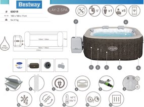 Bestway Vířivka Cabo HydrotJet 6, hydromasáž, pro 4-6 osob, WiFi aplikace, 6001R J-6001R