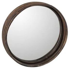 Hnědé kulaté ratanové zrcadlo- Ø30*5cm