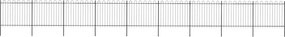 Zahradní plot s obloukem nahoře ocelový 1506 x 150 cm černý 277682