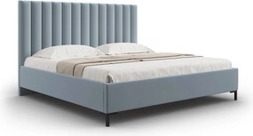 Světle modrá čalouněná dvoulůžková postel s úložným prostorem s roštem 200x200 cm Casey – Mazzini Beds