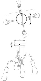 Přisazený lustr DOW 4xE27/60W/230V