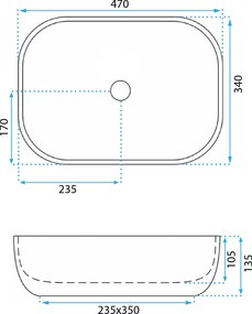 Rea Belinda Savana, umyvadlo na desku 460x330x135 mm, imitace kamene, REA-U3323