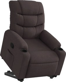 Zvedací polohovací křeslo tmavě hnědé textil 3206650