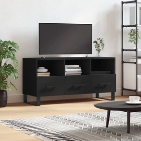 Tv Skříňka Černá 102 X 36 X 50 Cm Kompozitní Dřevo - Bílá
