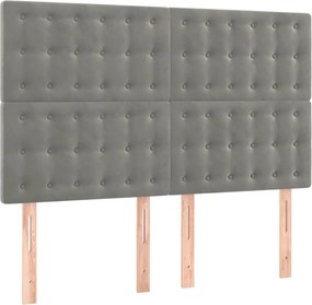 Box spring postel s matrací a LED světle šedá 140x190 cm samet 3136359
