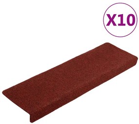 Schodové rohože samolepicí 10 ks 65 x 21 x 4 cm bordó červená s obdélníkovým okrajem 149731