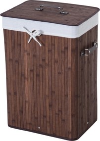 HOMCOM Skládací koš na prádlo z bambusu s víkem, rukojeťmi a odnímatelnou taškou do koupelny 40x30x60 cm Hnědá | Aosom