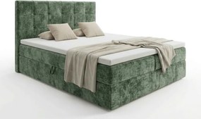 Čalouněná postel boxspring DIRELIS VIBE 140x200 cm tmavě zelená Matrace: Matrace Bonell pružinová