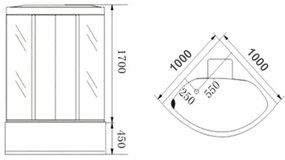 BPS-koupelny Hydromasážní box HYD-Nuoto 100, 100x100 bez sauny