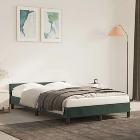Rám postele s čelem tmavě zelený 120 x 200 cm samet