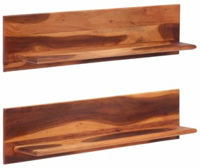 Nástěnné police 2 ks 112 x 20 x 26 cm masivní akáciové dřevo - Default Title