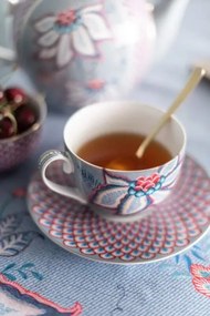 Pip Studio Flower Festival sada 2 cappuccino šálků s podšálky, modrá