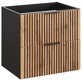 COMAD Závěsná skříňka s umyvadlem - XILO 82-60, šířka 60 cm, dub votan/matná šedá