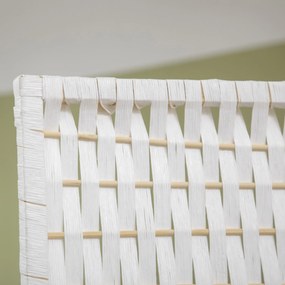 HOMCOM Skládací paraván se 4 panely 181x180 cm s policemi, dekorativní oddělovací příčka do ložnice, obývacího pokoje, kuchyně - Bílá