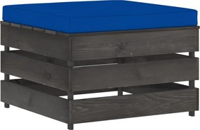 vidaXL Dílčí taburet s poduškou šedě impregnované dřevo [3074524] Barva: modrá a šedá